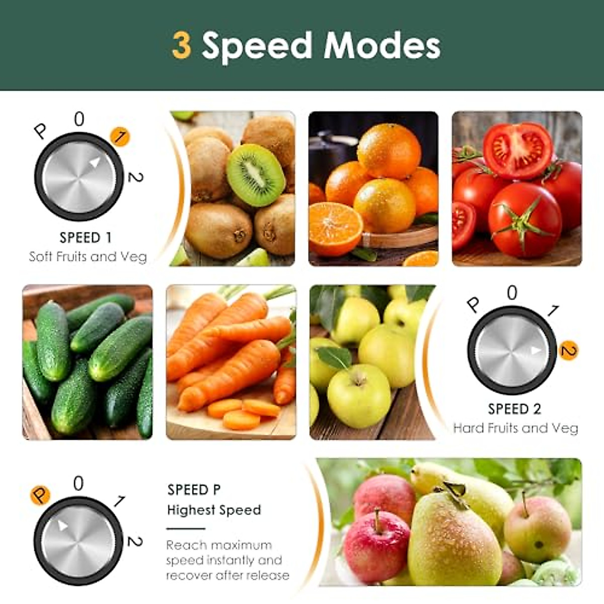 Juicer Machines, KOIOS 600W Centrifugal Juicer Extractor with 3 Speeds, 2.5'' Feed Chute for Fruit and Vegetable, 304 Stainless Steel,Easy to Clean,Anti-drip,BPA Free, Included Brush,Black