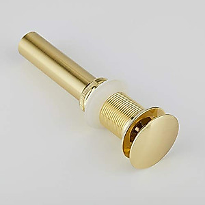 ESFORT Pop Up Sink Drain without Overflow, Bathroom Sink Pop Up Assembly Vessel Sink drain, Brushed Gold