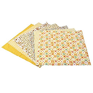 Healifty Fabric 7pcs Cotton Patchwork Bundle Squares Patchwork Lint Different Designs for DIY Sewing Quilting Scrapbooking Yellow Quilting Quilting Quilting Fabric