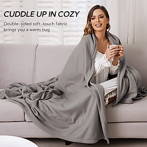 SUNNY HEAT Heated Electric Blanket Full Size 72" x 84" Quilted Fleece, Fast Heating Soft and Cozy Blanket for Bed Full-Body Coverage 4 Heating Levels & 10 Hours Timer Settings , Machine Washable, Grey