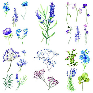 WYUEN 24 Sheets Flower Temporary Tattoo Sticker Women Children Fake Tattoos Body Art Waterproof Face Stickers (W24-04)