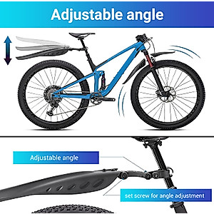 Winmoom Adjustable Bike Fender Set for 22"/24"/26"/27.5"，3 Parts-Universal Full Cover Thicken Widen Bicycle Mudguard Set Front/Rear Mud Guards Fit for MTB Mountain Road Bike
