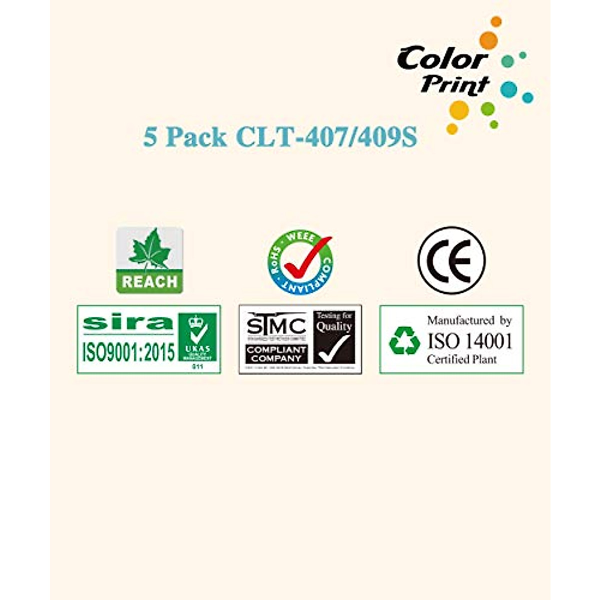 ColorPrint Compatible CLP315 Toner Cartridge Replacement for Samsung 409S CLT-409S CLT409S Work with CLP-315 CLP-310 CLP-310N CLP-315W CLX-3170 CLX 3175FN 3175FW 3175N Printer (5-Pack, 2BK,1C,1M,1Y)