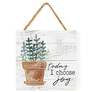 P. Graham Dunn Whitewash 7 x 7 Inch Wood Pallet Wall Hanging Sign, Today I Choose Joy Plant