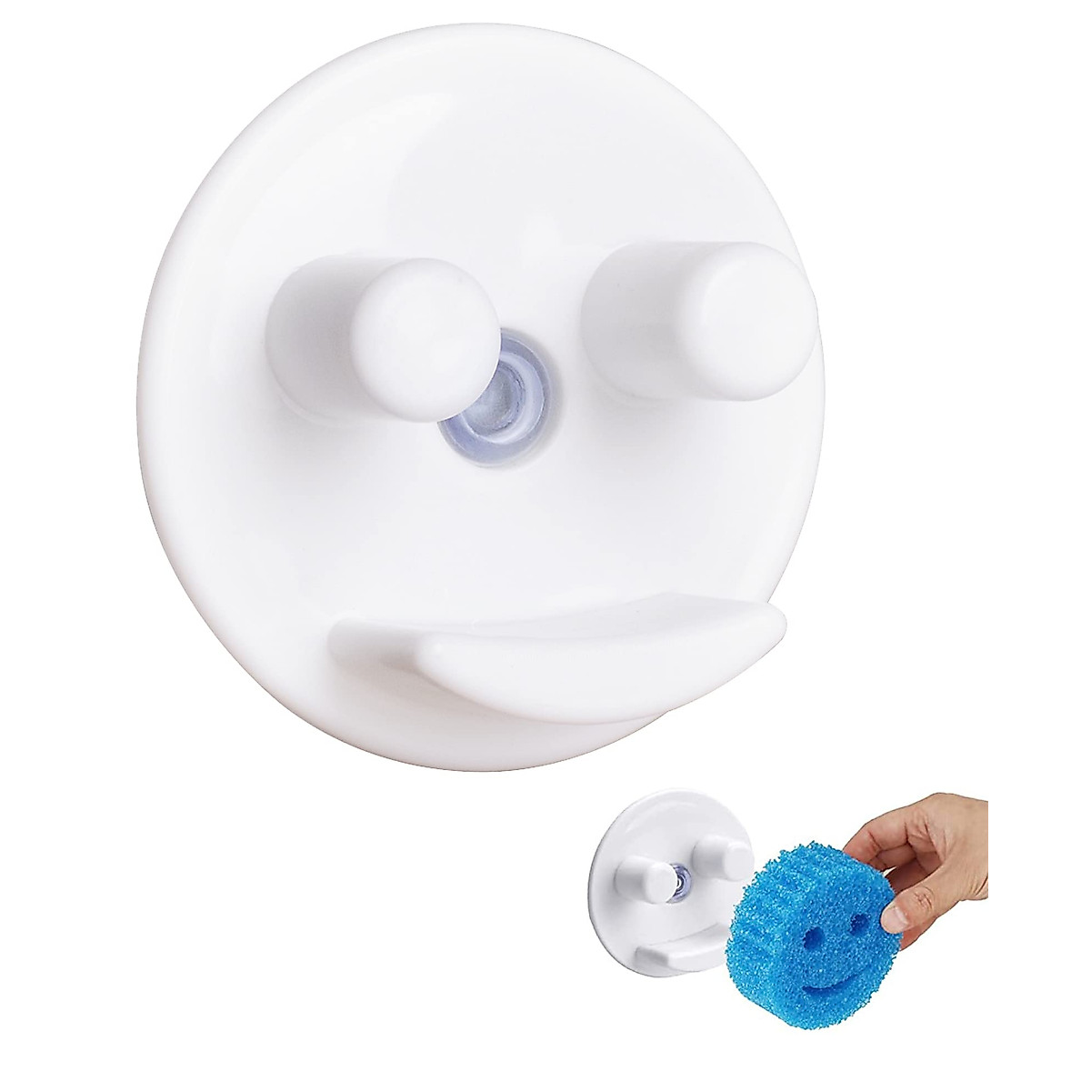 Sponge Holder,Suction Sponge Holder for Round Sponge,Non-Slip Suction Cups,Sink Organizer for Kitchen/Bathroom,Self Draining(No Sponges Included-1 Pack)