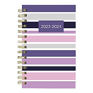 Blueline Essential Academic Daily/Monthly Planner, August 2023 to July 2024, Gold Twin-Wire Binding, Poly Cover, 8" x 5", Geo Design, Stripes (CA214PH.03-24)