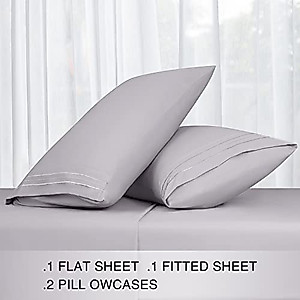 Dekoresyon King Size Sheet Set, 4Pcs Extra Soft Breathable Cooling Bed Sheet Set with Deep Pockets & Wrinkle Free, Ultra Soft Hotel Luxury Bedding Sheets & Pillowcases(King,Light Gray)