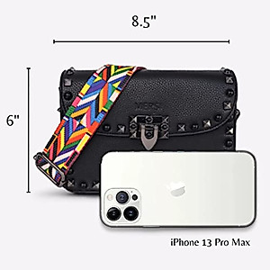 MERSI Ruby Crossbody Purse - Faux Leather Purse With Studded Detail & 2 Adjustable Shoulder Straps - Vegan Leather Crossbody Bags For Women - (6”H x 8.5”L x 2.5”D, Black)