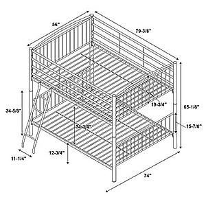 Powell Heavy Metal Bunk Bed, Full Over Full, Pewter