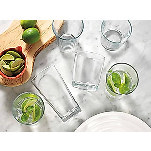 Glaver's Drinking Glasses, 12 Pc. Glass Cups, Includes 4 Highball Glasses 17 oz., 4 Rocks Glasses, 13 oz., 4 Juice Glasses, 4.5 oz., Whisky, Juice, Water, Beer, Cocktails, Dishwasher Safe.