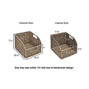 StorageWorks Seagrass Wicker Baskets with Built-in Handles, Hand Woven Baskets for Organizing, 2-Pack