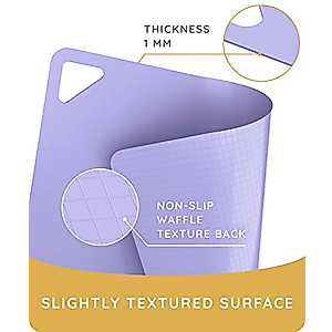 Extra Thin Flexible Cutting Boards for Kitchen - Cutting Mats for Cooking, Colored Cutting Mat Set with Easy-Grip Handles | Non Slip Cutting Sheets, Flexible Plastic Cutting Board Set of 3 (15"x12")