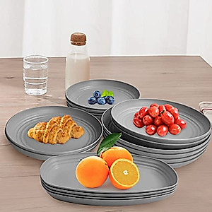 Greenandlife 4pcs/8.8inch Dishwasher & Microwave Safe Dinner Plates - Lightweight & Unbreakable,Non-toxin, BPA free and Healthy for Kids Children Toddler & Adult (grey)