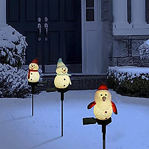 Goldye Solar Garden Lights LED Christmas Lawns Snowman Plug Stake Lights Courtyard Landscape Path Light,Home Christmas New Year Patio Light Decoration,Outdoor Waterproof IP65 (Red)