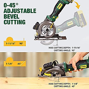 TECCPO Cordless Circular Saw 4-1/2", with 20V 4.0Ah Battery & Fast Charger, 4500RPM, 3 Blades + POPOMAN Cordless Circular Saw 6-1/2", with 20V 4.0Ah Battery & Fast Charger, 4300RPM, 2 Blades