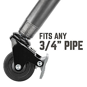 PIPE DECOR Swivel Caster Wheels for ¾” Pipe (4-Pack), Casters for Pipe Legs with Locking Mechanism