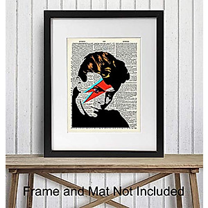 David Bowie Unframed Dictionary Wall Art Print - Great Gift for Rock n Roll Music Fans - Chic Home Decor - Ready to Frame (8x10) Photo - Ziggy Stardust