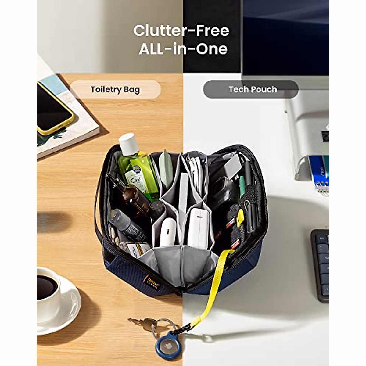 tomtoc Bundle Set Travel Backpack 40L & Electronic Organizer Accessory Tech Pouch