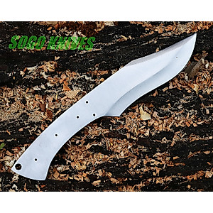 SOGO KNIVES Damascus Knife Making Kit DIY Handmade Knife Kit Includes Knife Blank Knife Steel Blade, Pins, Knife with Sheath, Handle Scales for Knife Making Supplies, Knife Steel (STEEL KNIFE KIT)