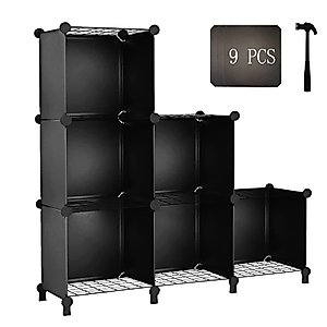 Upgraded 6 Cube Storage Organizer Shelf Storage Cubes Organizer Shelves with Hammer, DIY Shelf Organizer for Bedroom Study Children's Room