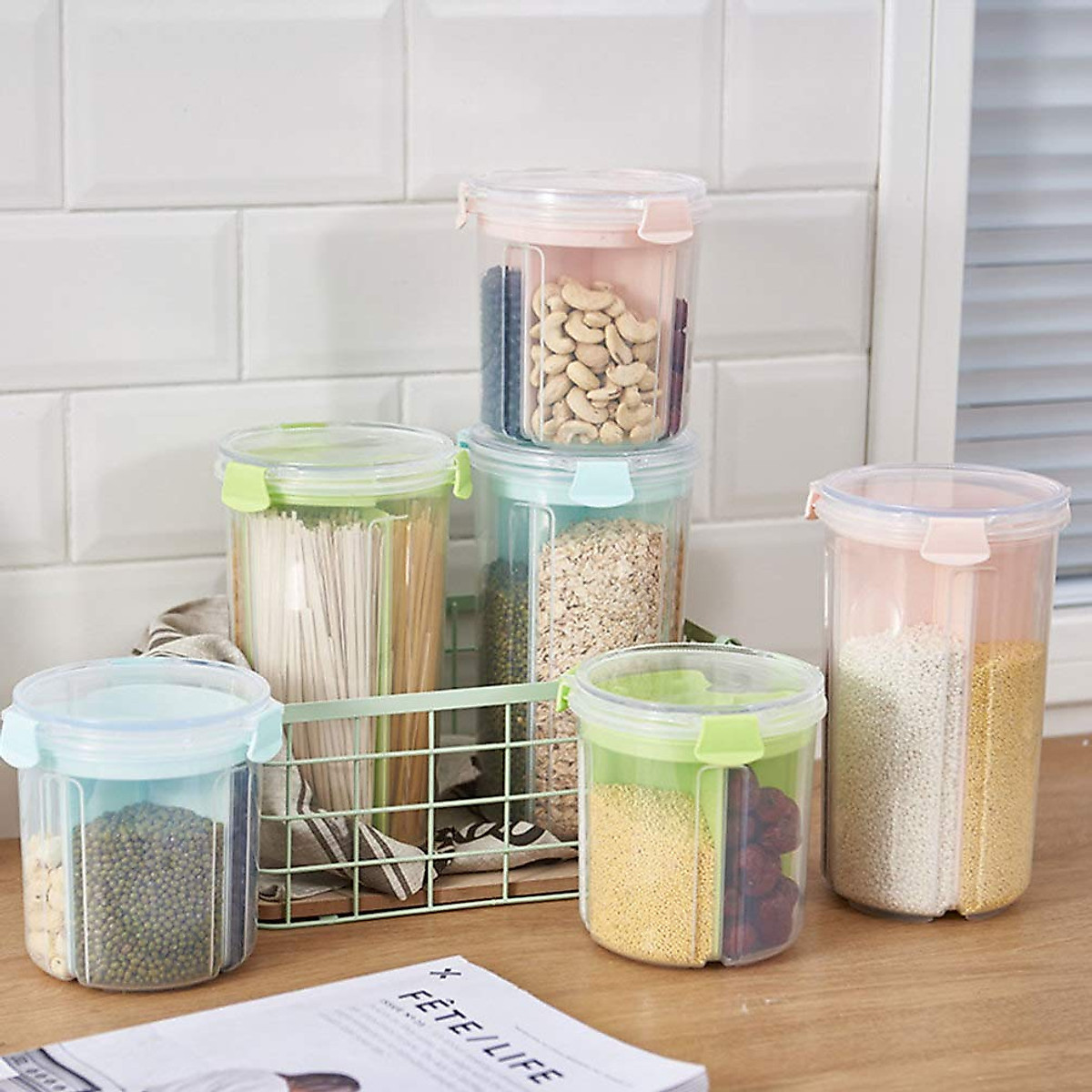 Cabilock Pantry Organization Containers Food Storage Canisters Plastic Airtight Jar Food Crisper Tall Plastic Pasta Storage Food Storage Jar