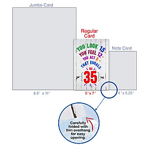 NobleWorks - 35th Happy Birthday Card Funny - Joke Notecard for Birthdays, 35 Year Old Milestone Humor - Age Equation 35 C9417MBG