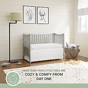 Tadpoles Crib Skirt with Tassel | 28" x 52" with a 14" Drop | Made of 100% Softly Brushed Microfiber Polyester | Easy to Care for | Soft, Smooth, Breathable & Durable | Ideal for Babies | White