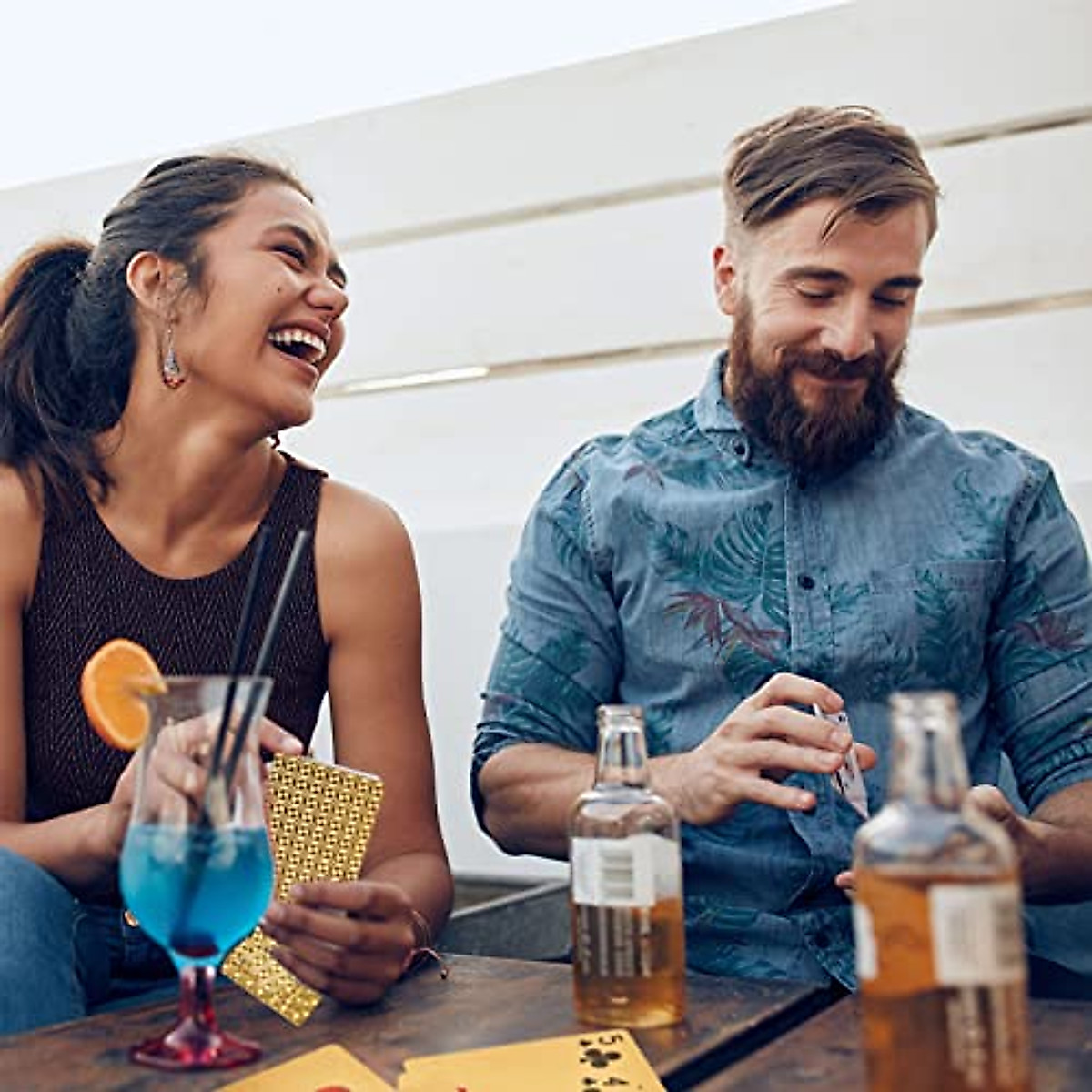 2 Decks Playing Card Waterproof Poker Cards Plastic PET Poker Card Novelty Poker Game Tools for Family Game Party (Black and Gold)