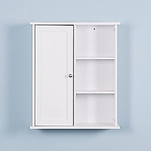 GEDELITE Bathroom Wall Cabinet with Shelves and Door, Wooden Storage Cabinet Over Toilet Space, White Medicine Cabinet for Bathroom, Kitchen, Bedroom.