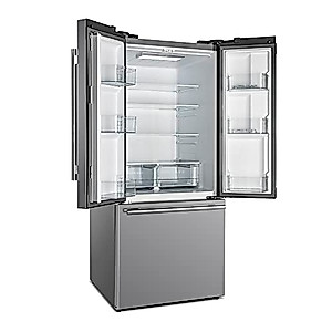 Forno 30" Inch w. French Door Refrigerator with Bottom Freezer and 17.5Cu. Ft. Total Capacity - Stainless Steel No Frost Fridge with Adjustable Glass Shelves and Child Safety Lock