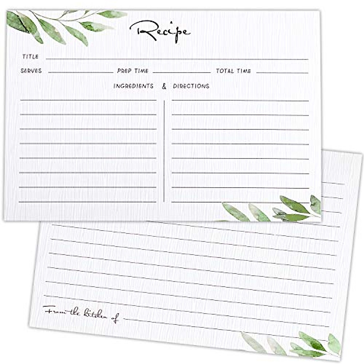 Greenery Bridal Recipe Cards Double Sided Kitchen Recipe Cards Sage Simple Green Recipe Cards Notecards for Wedding, Bridal Shower, Farmhouse, 4 x 6 Inch (Fresh Style,50 Pieces)