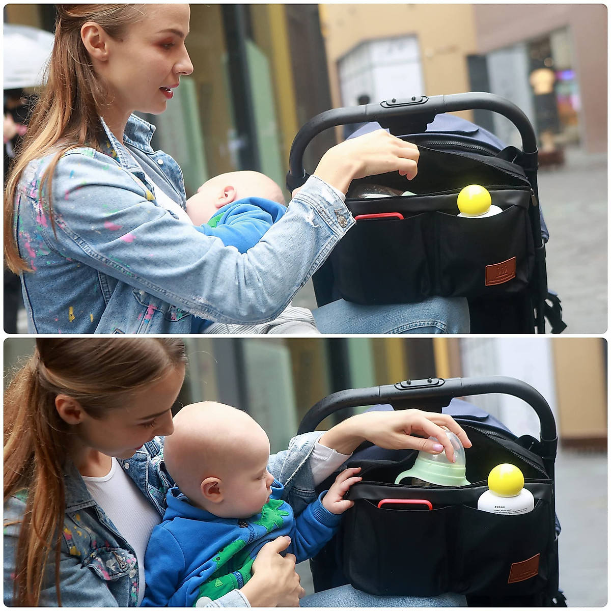 Miracle Baby Stroller Organizer Bag for Mom,Universal Stroller Storage Caddy Diaper Bag- Compatible with Most Stroller - Multifunctional Larg(Black)