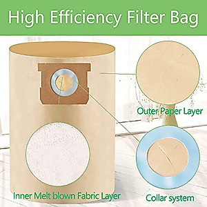 9 Pack DXVA19-4101 Vacuum Bags Compatible with DeWalt 6-10 Gallon Wet/Dry Vacuum DXV06P DXV09P DXV09PA DXV10P DXV10PL DXV10S DXV10SA DXV10SB