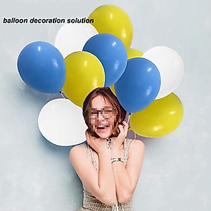 Blue Yellow White Balloon Garland & Arch Kit，18inch 12inch 10inch Blue Yellow and White Balloons, for Birthday, Baby Shower, Wedding, Party Decorations