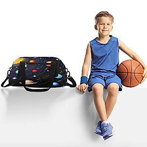 Universe Galaxy Solar System Kids Duffel Bags for Boys Girls Small Carry On Travel Weekender Overnight Bag Dance Bag Sports Gym Bag Ballet Bag Gymnastics Bag for School Practice Little Girls Boys
