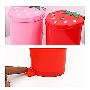 NUOBESTY Mini Heart Desktop Strawberry Desk Trash can Desktop Trash can car Trash cans Trash Can: Push