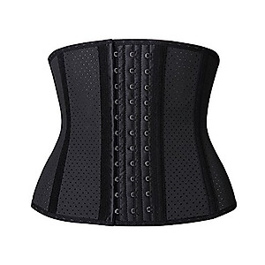 YIANNA Short Torso Waist Trainer for Women Tummy Control Underbust Sports Workout Hourglass Body Shaper, YA110266-Black-L