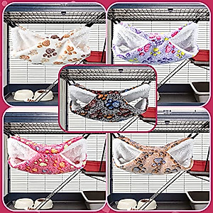 Photect 5 Pcs Double Layer Ferret Hammock Small Animal Hanging Hammock Bunk Bed Ferret Toys Rat Cage Accessories Soft Plush Rat Hammock for Ferret Rat Sugar Glider Pig Guinea Parrot Hideout Play Sleep