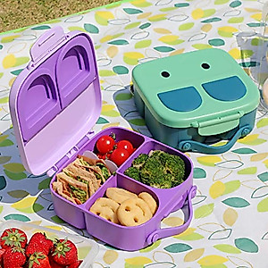 DIGTER Kids Bento Box with 4 Compartments and Removable Divider, Ideal Leak-Proof Toddlers Lunch Box Containers for School, BPA-Free(Green)