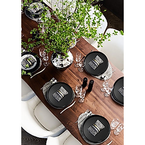 Nucookery Ceramic Dinner Plates Set of 6, 10 Inch Salad Plates, Round Dessert Plates, Large Dinnerware Plates for Kitchen, Microwave, Oven, Dishwasher Safe, Scratch Resistant - Matte Black