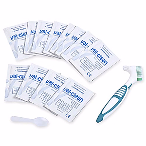 Val-Clean Concentrated Denture Retainer Partials and Night Guard Cleaner Powder BUNDLED with Denture Cleaning Brush AND Handy Denture Care Reference Card