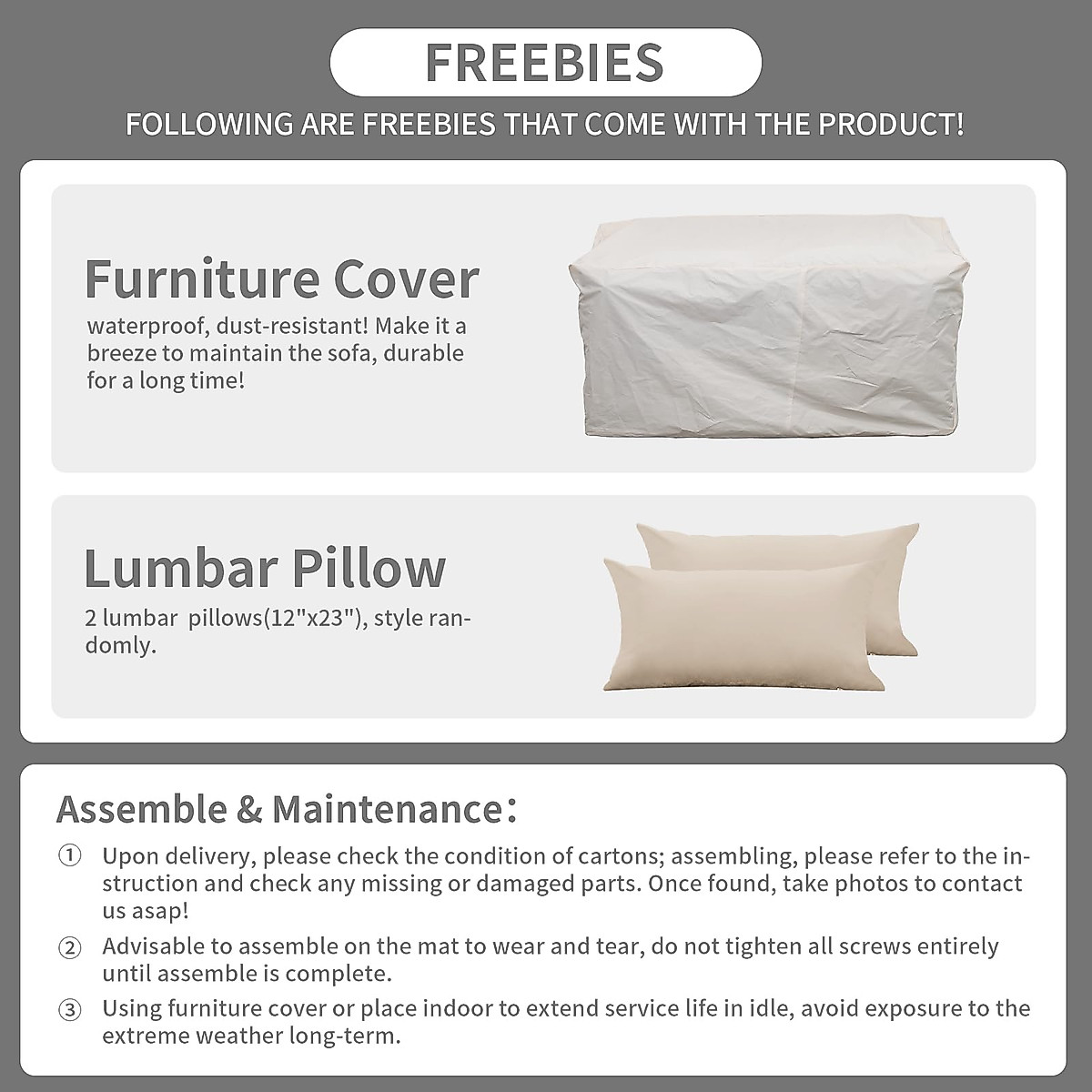 Rattaner Outdoor Furniture Loveseat Sofa Balcony Furniture Outdoor Loveseat 2 Seater Couch Small Sofa with Anti-Slip Outdoor Cushion Lumbar Pillow and Furniture Cover, Grey