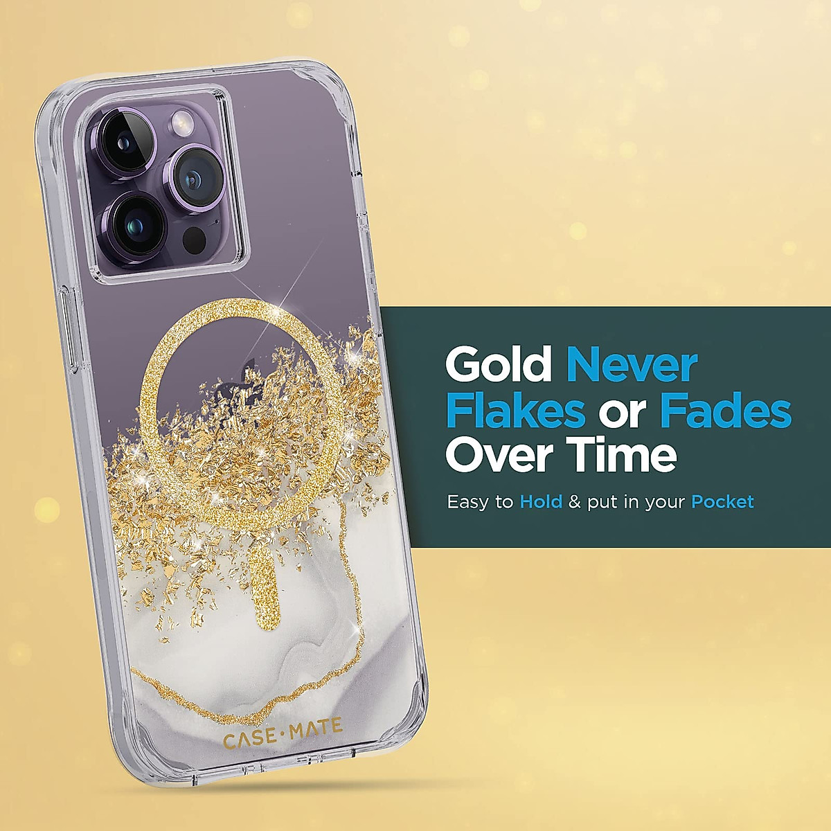 Case-Mate iPhone 14 Pro Max Case - Karat Marble [10FT Drop Protection] [Compatible with MagSafe] Magnetic Cover with Cute Bling Sparkle for iPhone 14 Pro Max 6.7", Anti-Scratch, Shock Absorbent, Slim