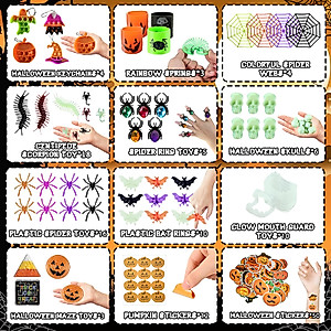 KASSAE 200PCS Halloween Party Favors for Kids - Halloween Toys Bulk for Party Supplies - Halloween Goodie Bags Stuffers Pinata Filler - Halloween Gifts for Boys Girls Classroom Prizes