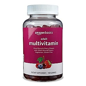 Amazon Basics Adult Multivitamin, 150 Gummies, 75-Day Supply, Mixed Berry & Cherry (Previously Solimo)