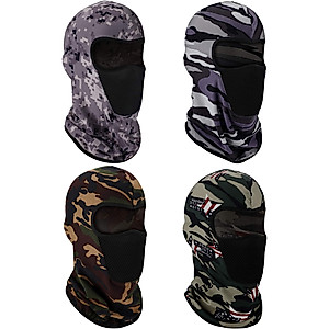 Blulu 4 Pieces Balaclava Full Face Mask Winter Windproof Balaclava Neck Sun Protection Breathable Face Cover (Camouflage)