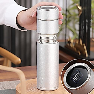 MMLLZEL Ceramic Liner Tea Thermos Bottle Separated Cup Smart Temperature Display Separates and Water