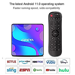 GREVA Android TV Box 11 - Smart TV Box 2GB 16GB Dual Band WiFi, Support 4K HDR Smart Streaming Player with Keyboard, BT 4.1, H.265 Set Top Box
