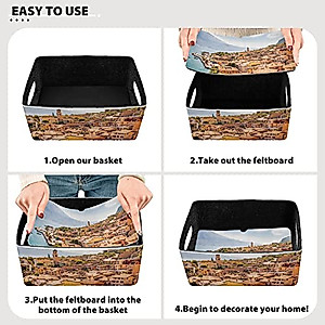 Water City Venice Storage Basket Felt Storage Bin Collapsible Felt Storage Cloth Baskets Containers Organizer for Pet Supplies Magazine