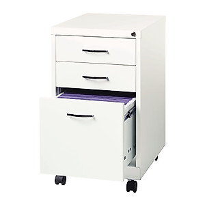 Space Solutions 3 Drawer Mobile Filing Cabinet in White